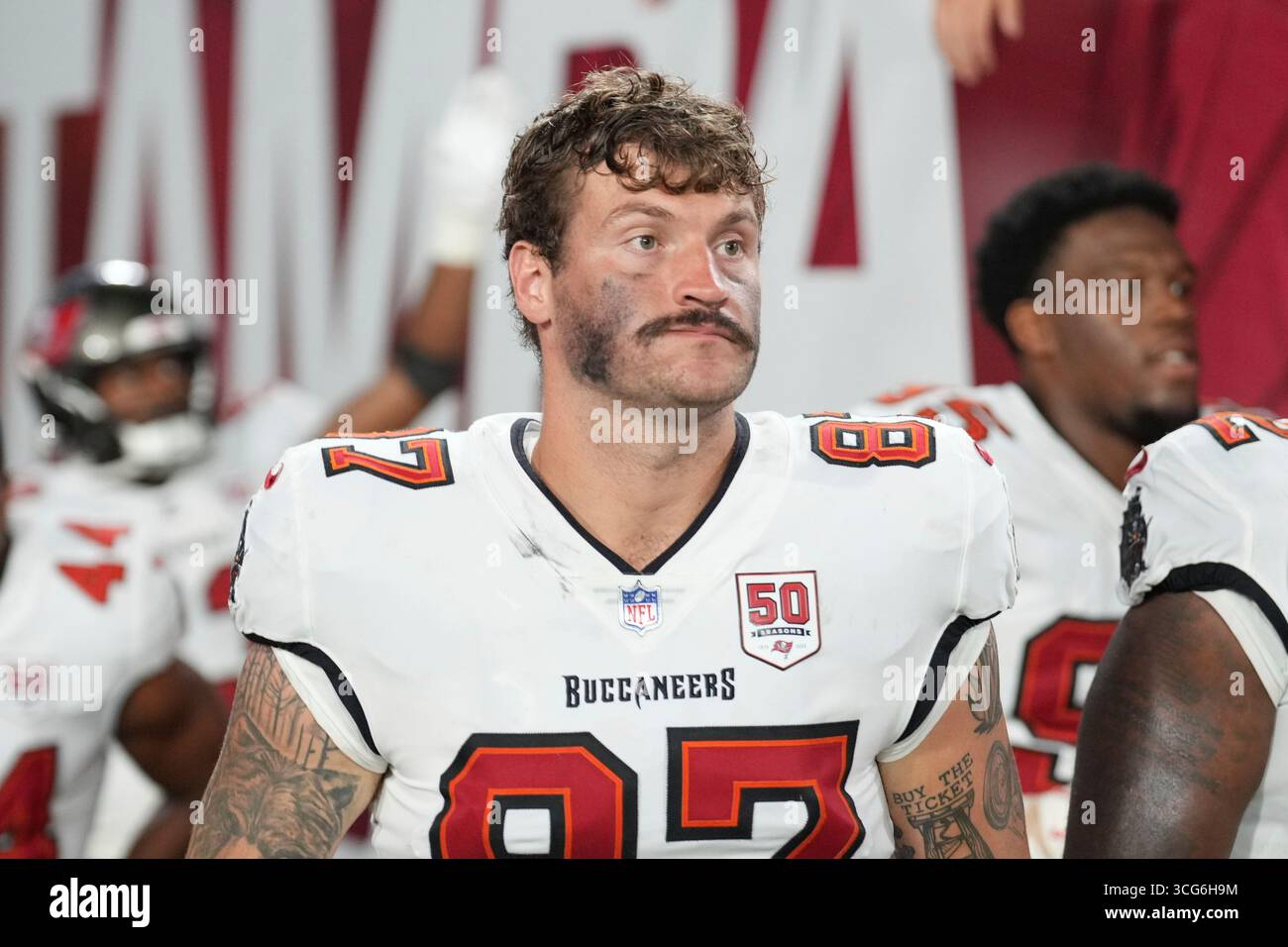 Tampa Bay Buccaneers tight end Payne Durham (87) takes the field after ...