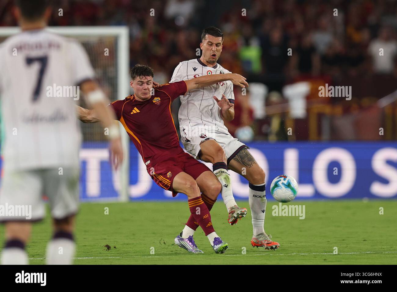 Evan Ferguson (Roma)Nicolo Casale (Bologna) during the Italian ...