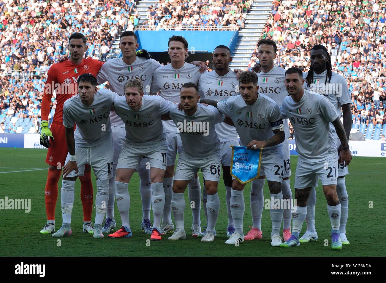 SSC Napoli Team lined up before the kick-off of the soccer match ...
