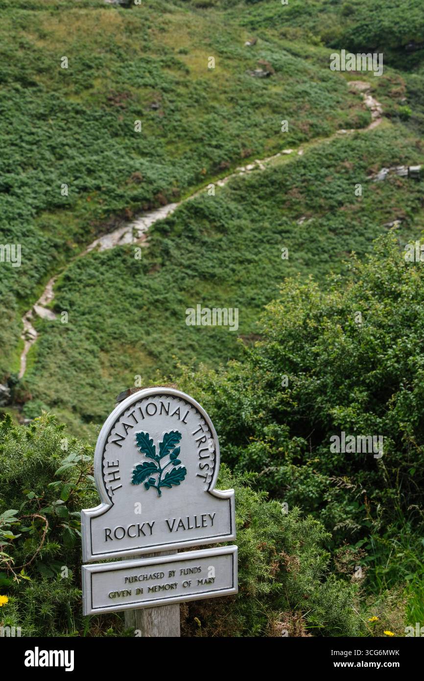 Cornwall, England, U.K. National Trust, Rocky Valley Sign, South West ...