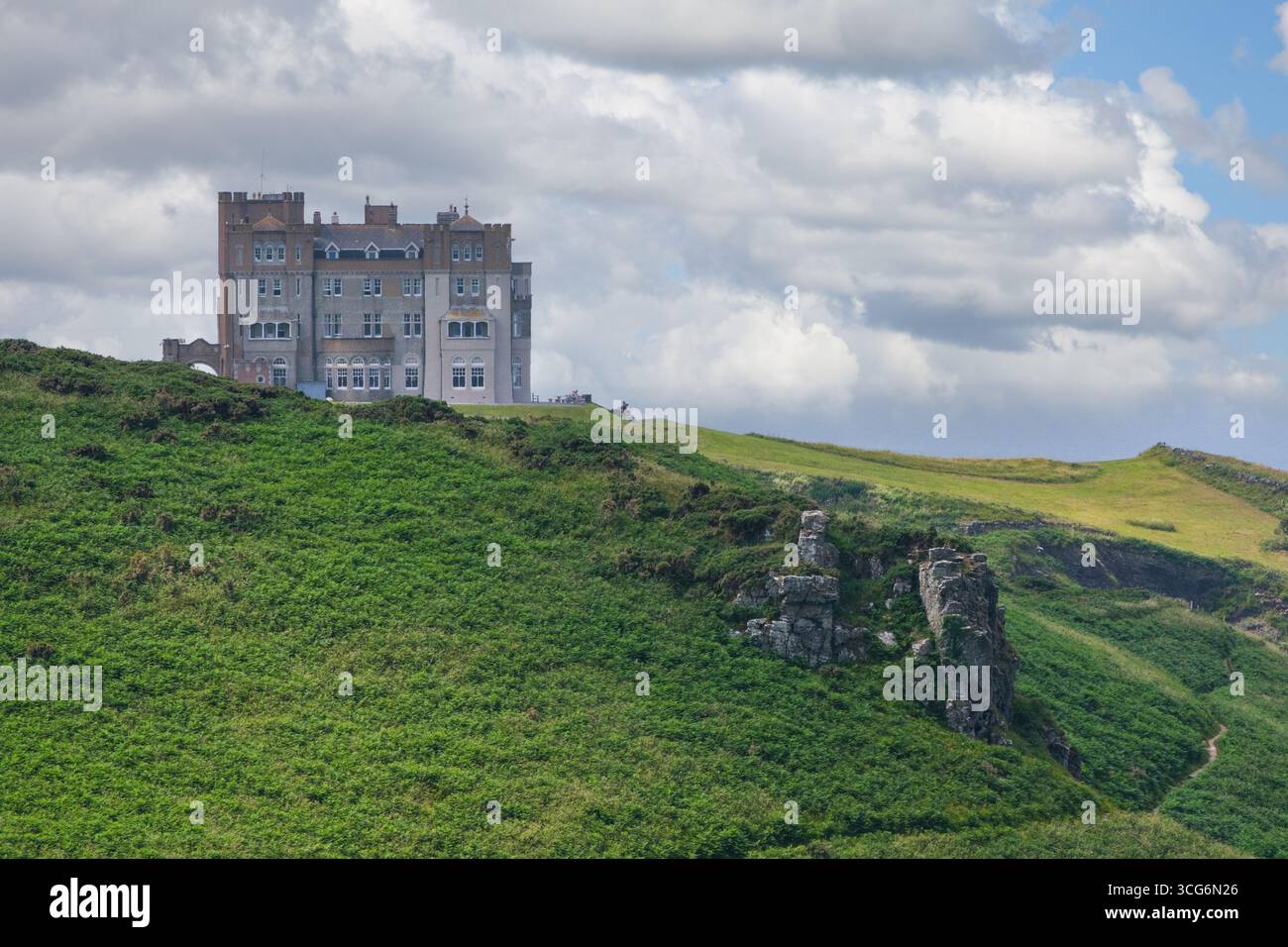 Tintagel, Cornwall, England, U.K. Camelot Castle Hotel from South West ...