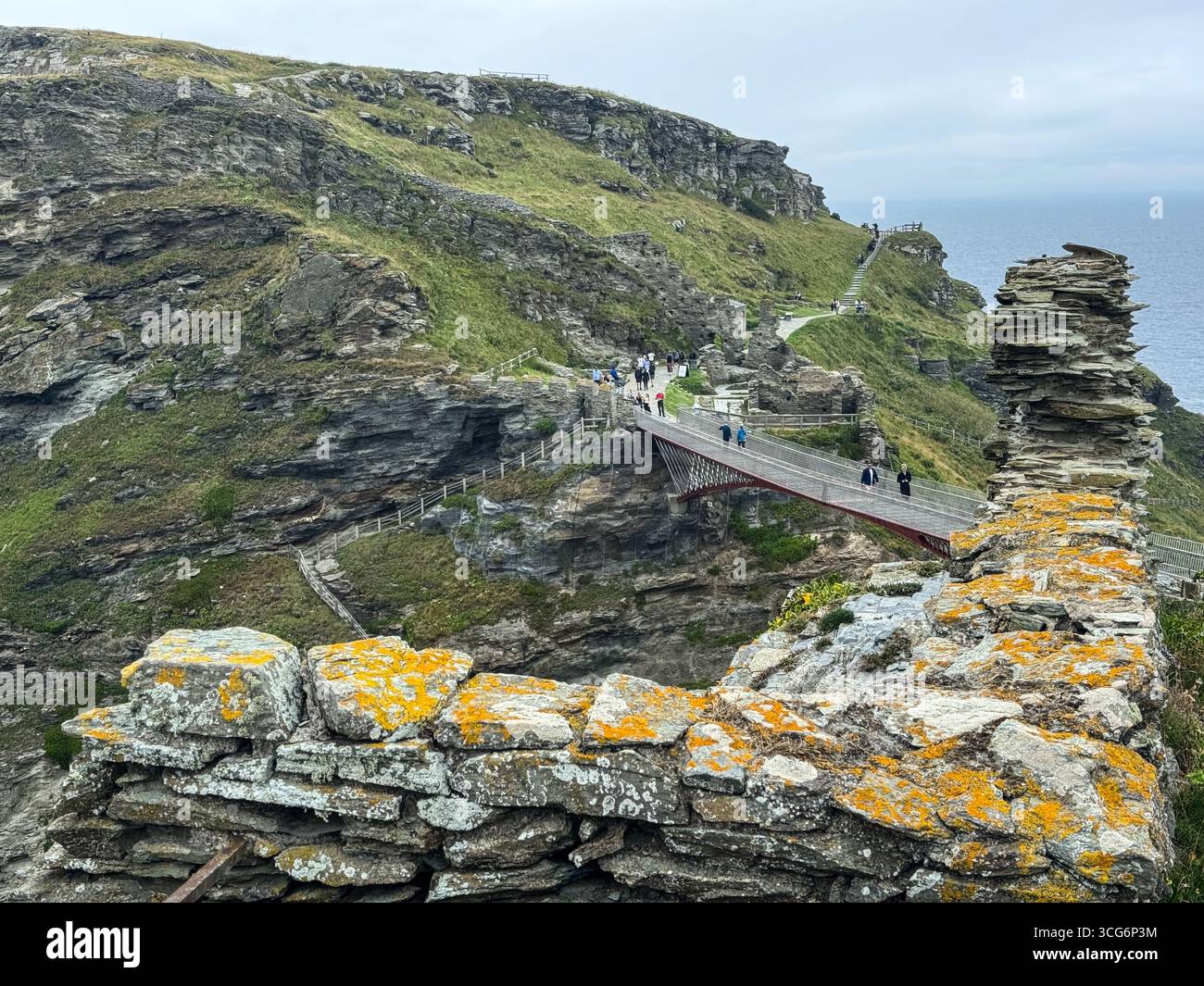 Tintagel, Cornwall, England, U.K. Pedestrian Bridge to Tintagel Castle ...