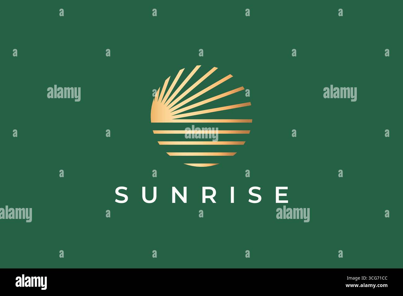 Sunrise or Dawn Logo Shining Morning Linear Circle Shape Gold and ...