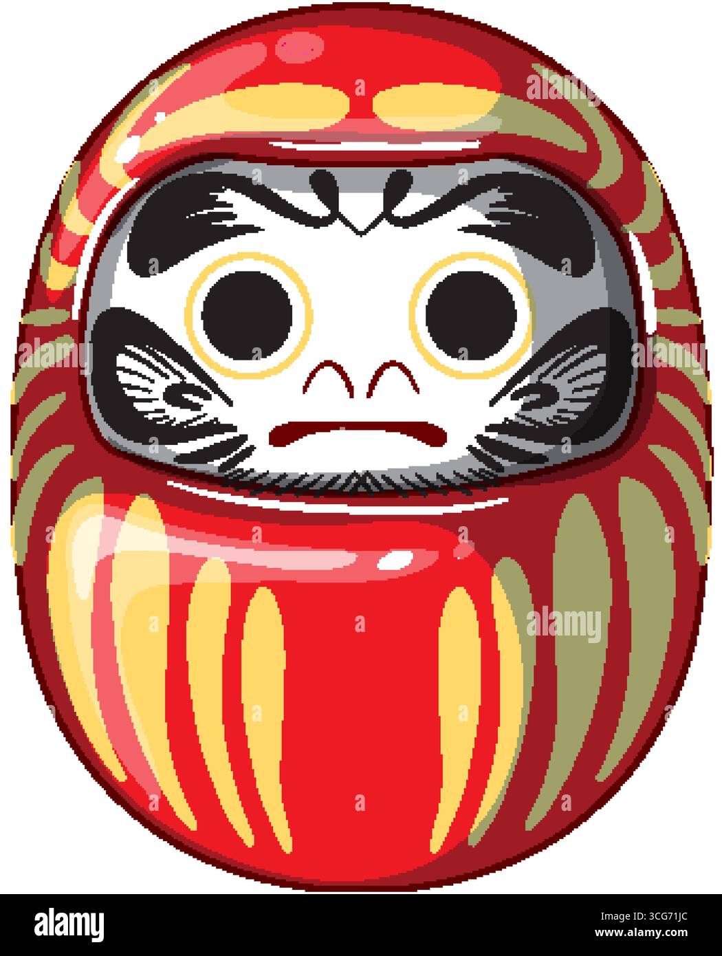 Traditional Japanese Daruma doll in vibrant red, clean vector lines ...