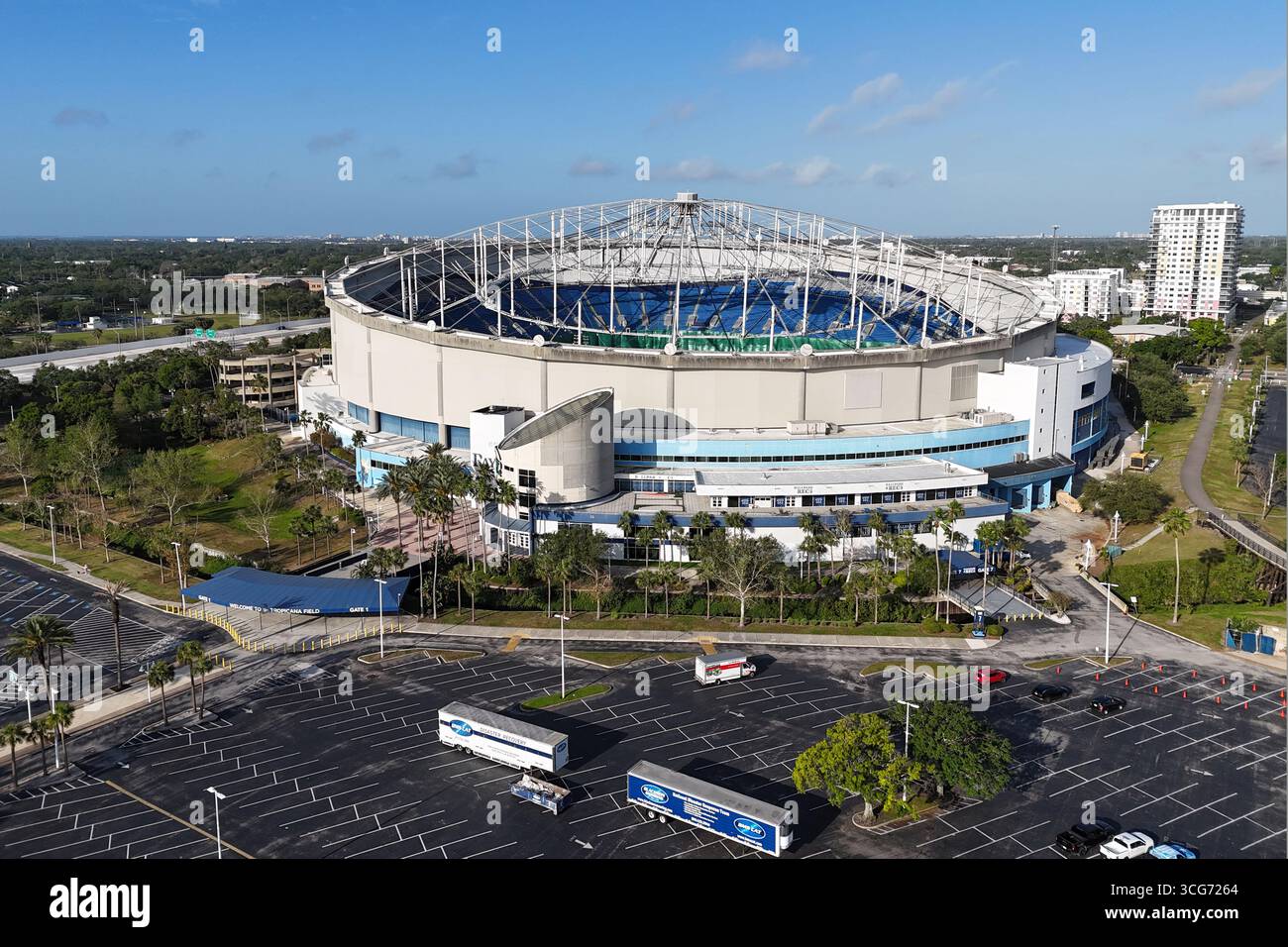 A general overall aerial view of Tropicana Field and stadium dome ...