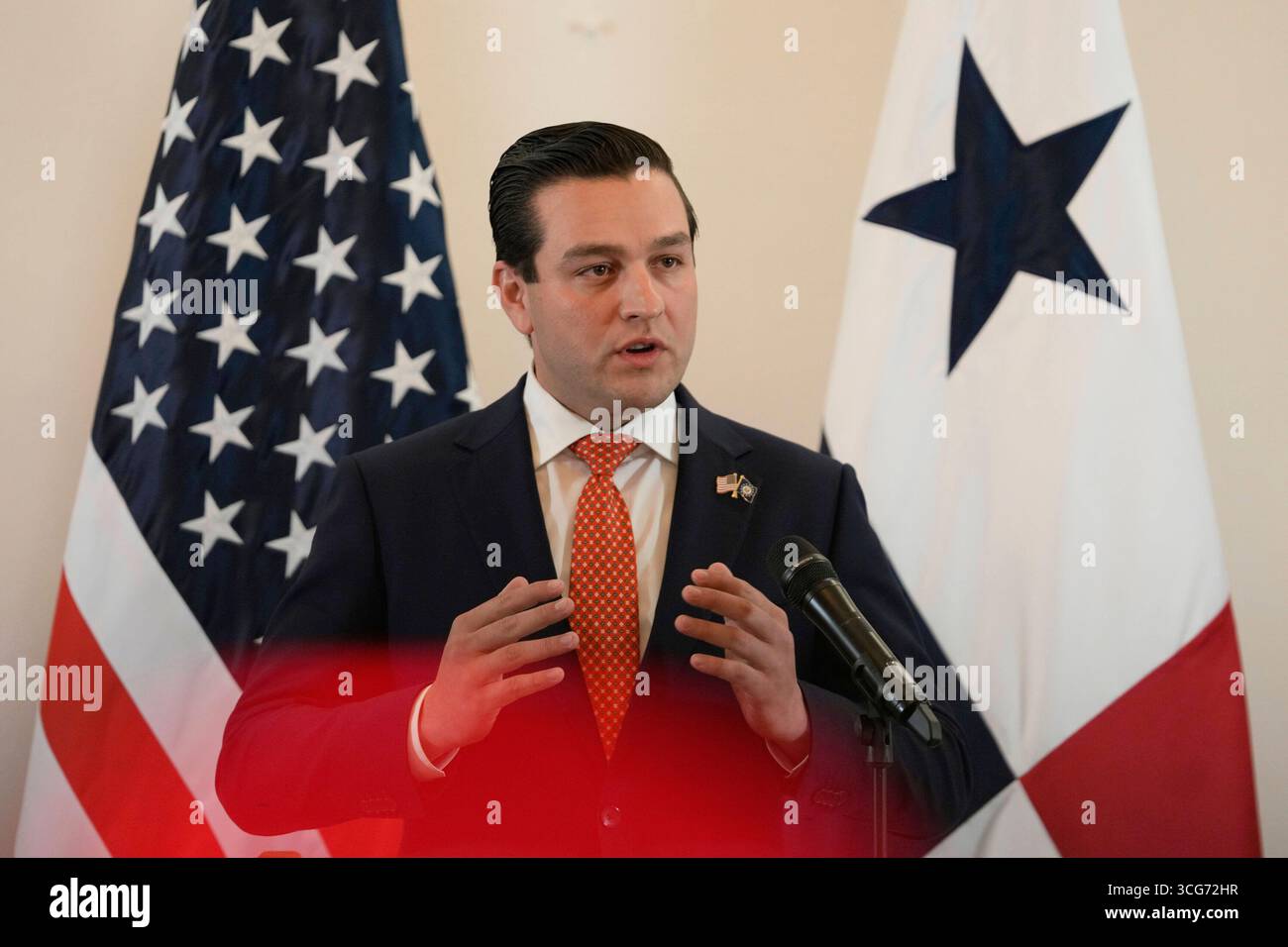 FILE - U.S. Ambassador to Panama Kevin Marino Cabrera gives a press conference in Panama City ...
