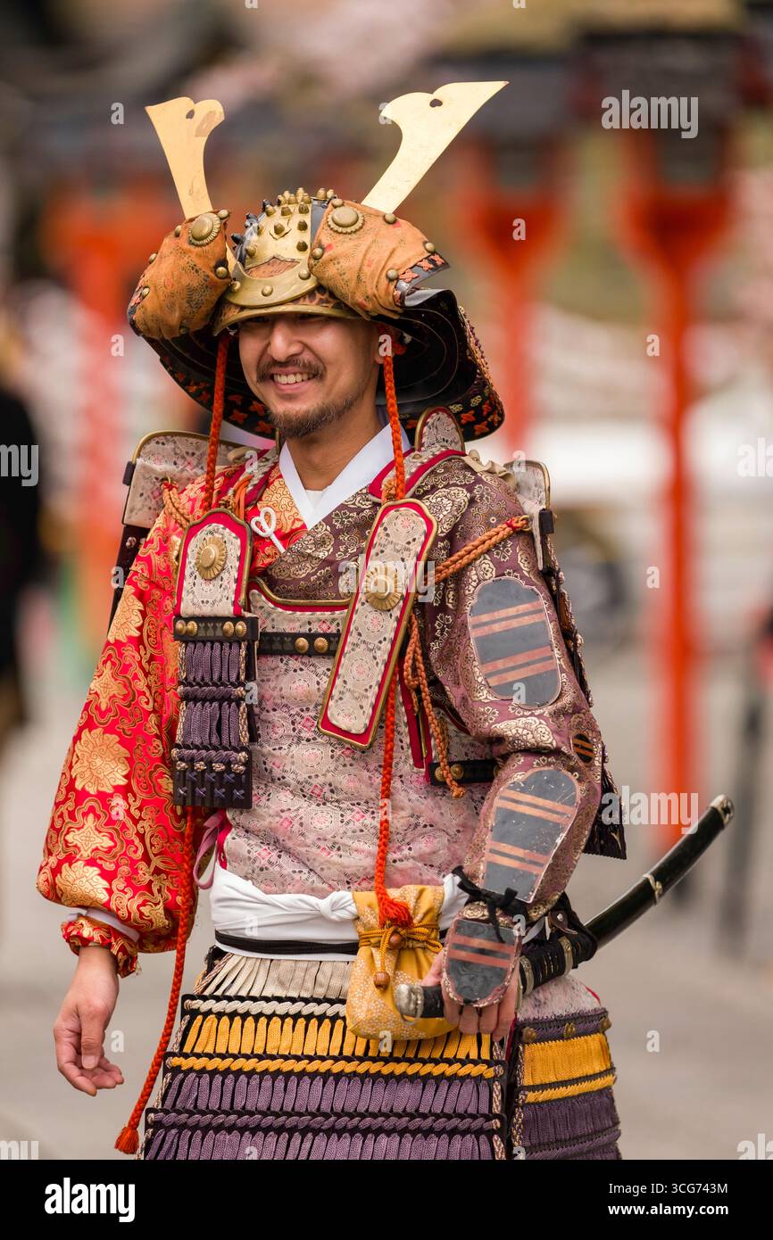 Man dressed as a Japanese Samuri during the Oukasai Cherry Blossom ...