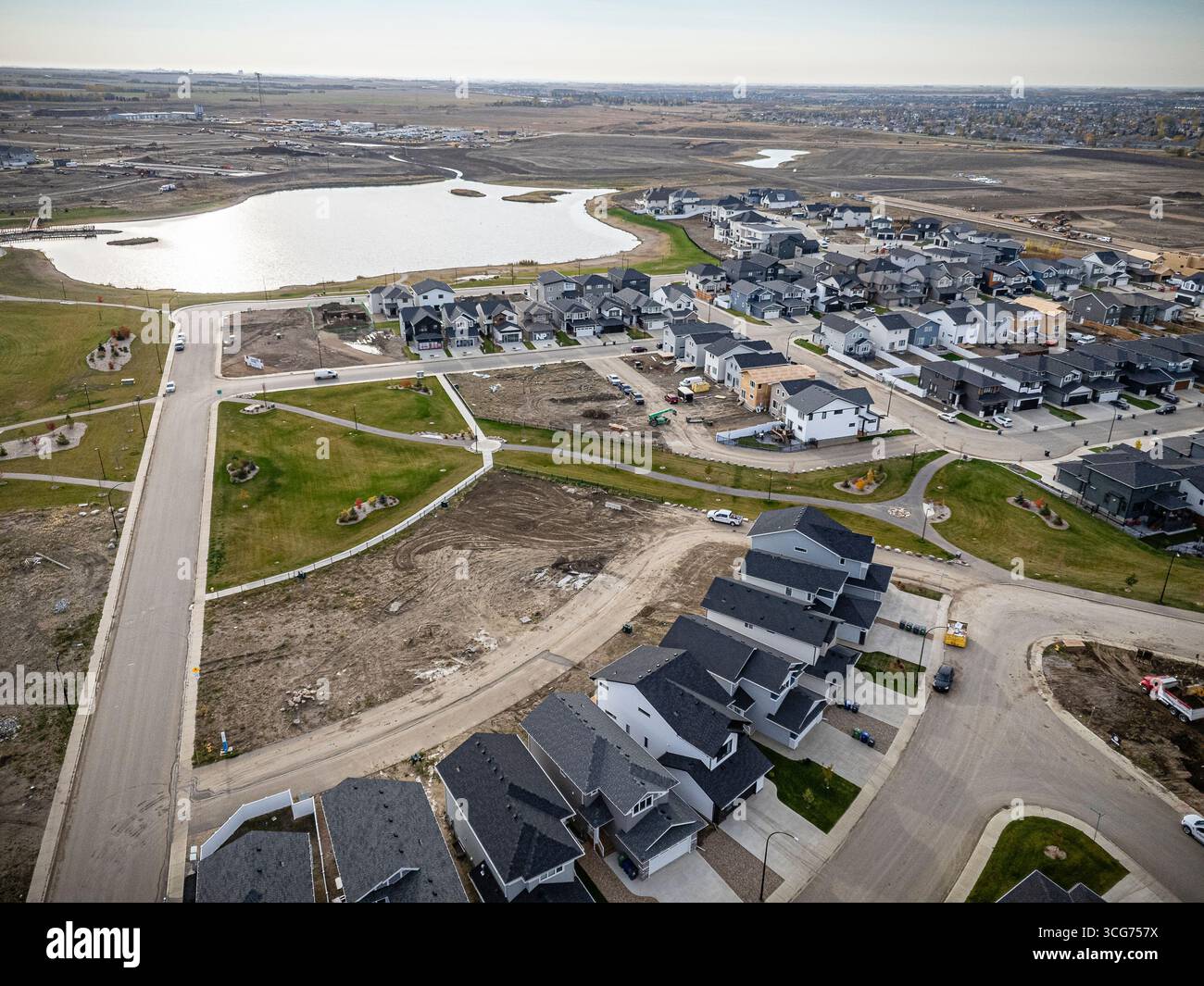 A high-resolution aerial drone photograph showcasing the suburban ...