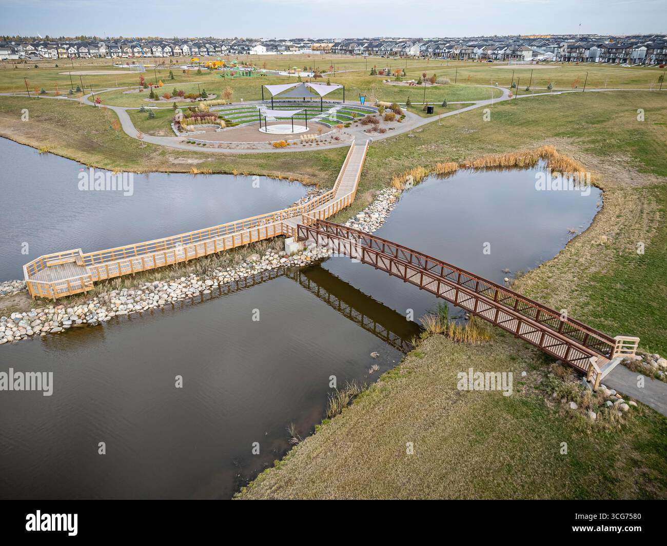 A high-resolution aerial drone photograph showcasing the suburban ...