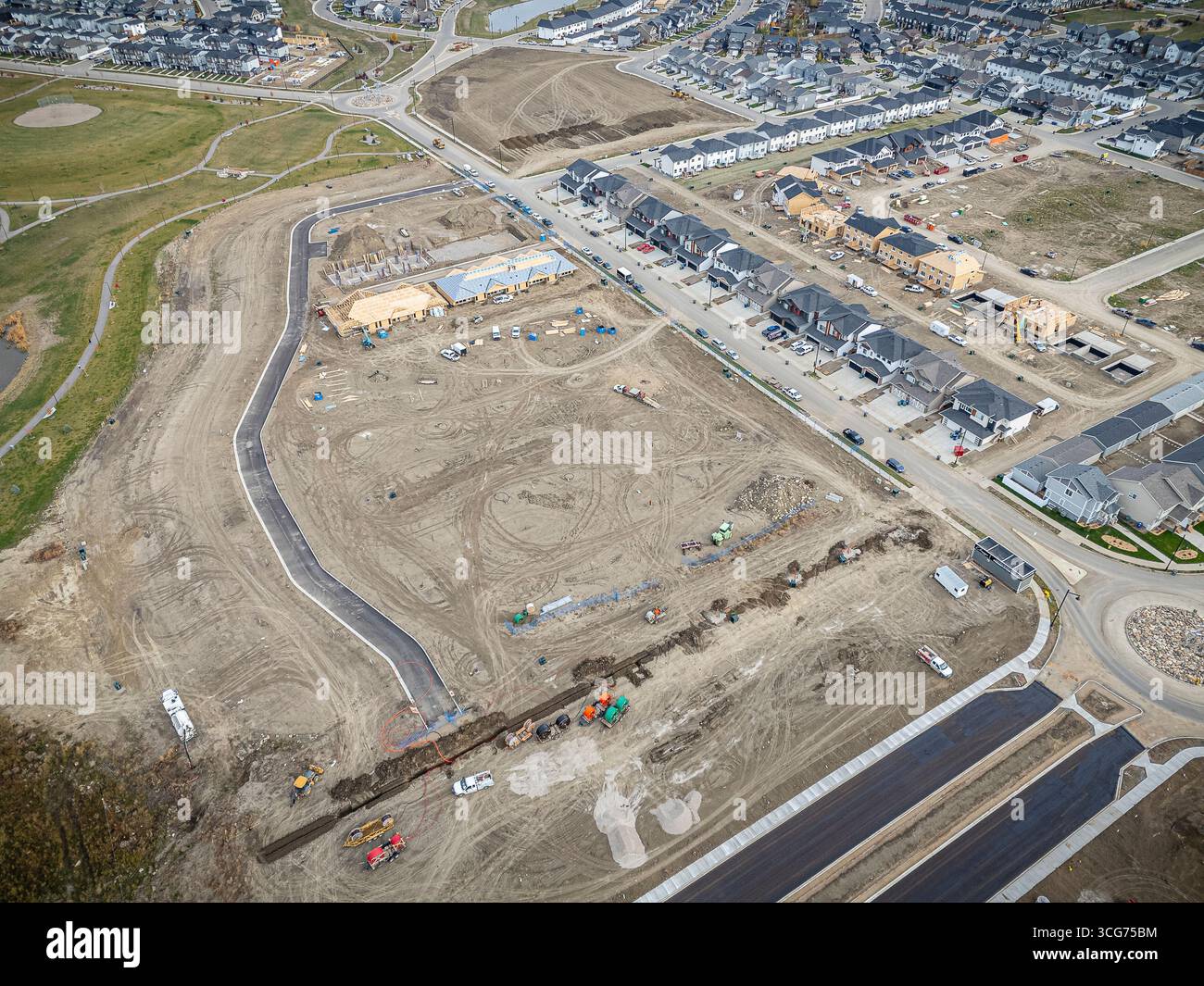 A high-resolution aerial drone photograph showcasing the suburban ...