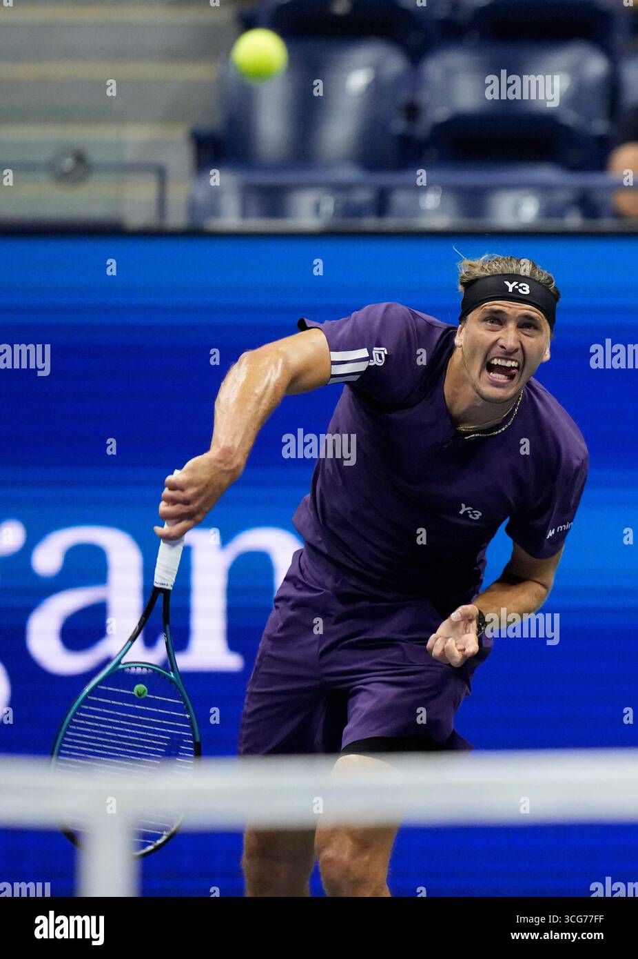 Alexander Zverev, of Germany, serves to Alejandro Tabilo, of Chile ...