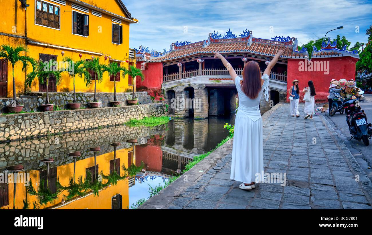 In the heart of Hoi An old town, the Japanese covered bridge is the emblem of Hoi An, and is the ...