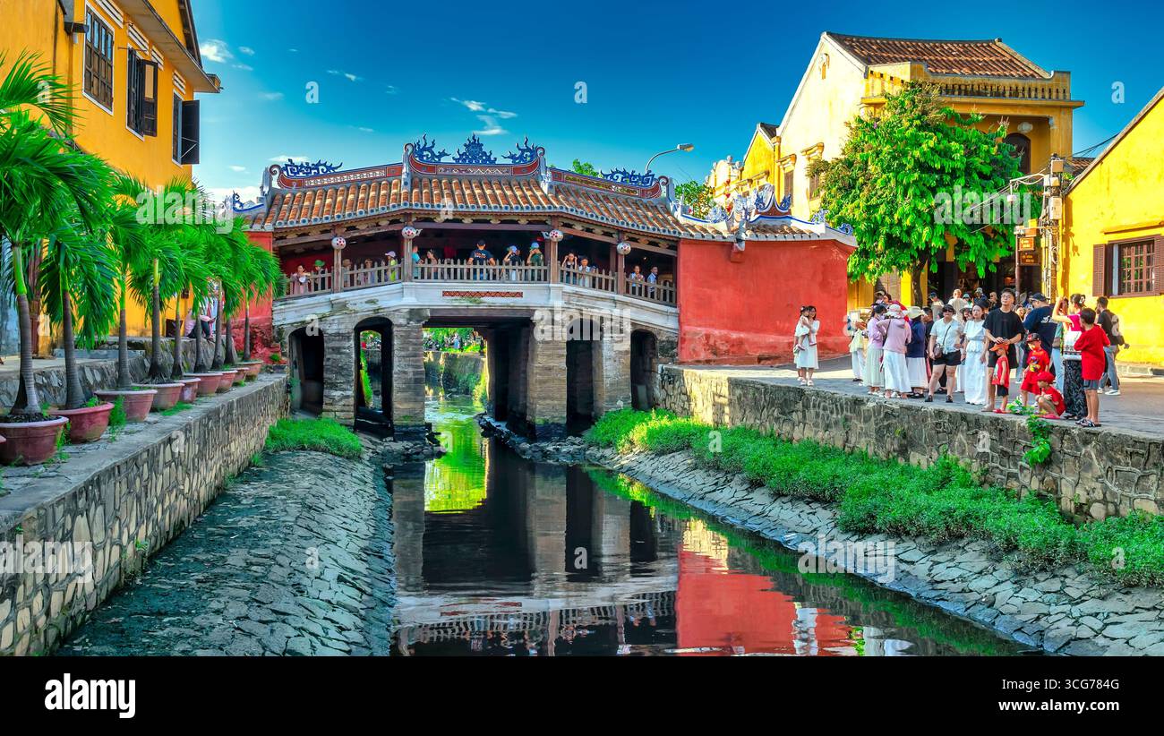 In the heart of Hoi An old town, the Japanese covered bridge is the emblem of Hoi An, and is the ...