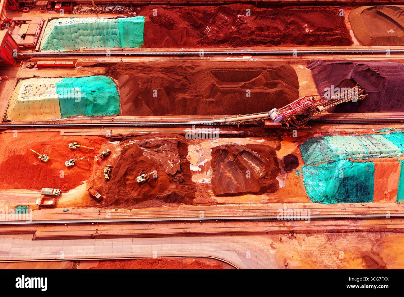QINGDAO, CHINA - AUGUST 27, 2025 - Engineering machinery is sorting and ...