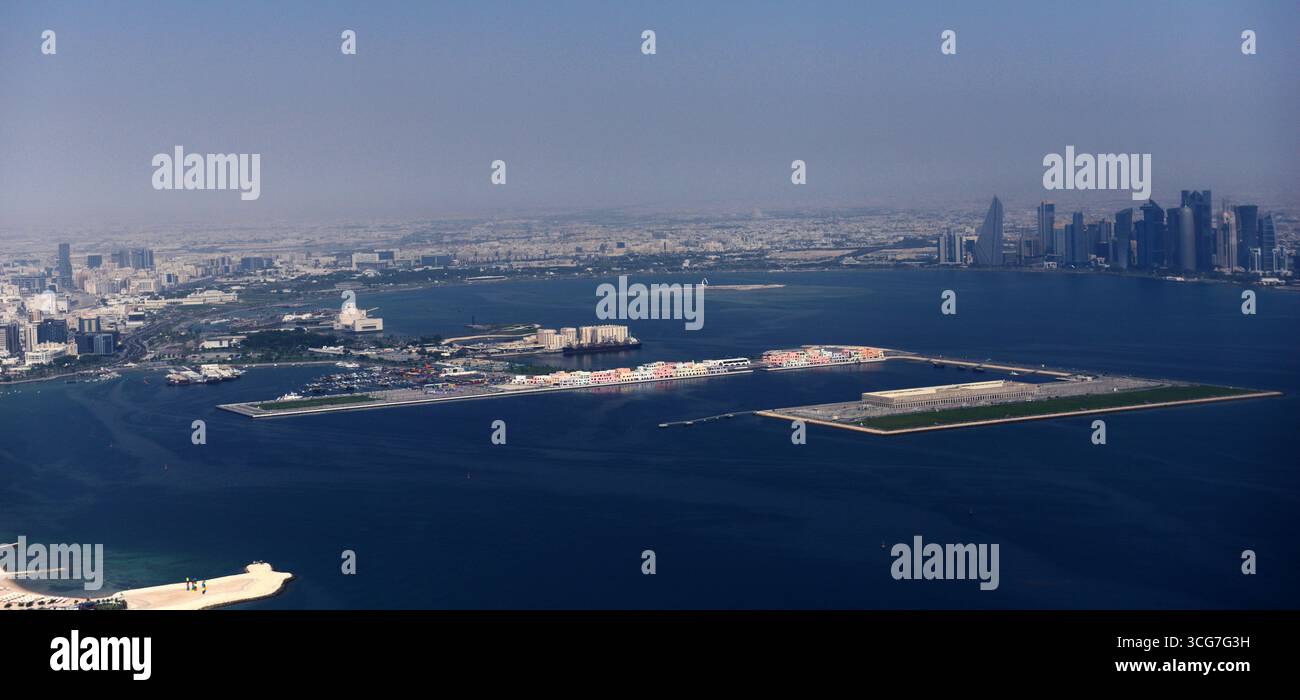 Aerial view of the port area in Doha, Qatar Stock Photo - Alamy