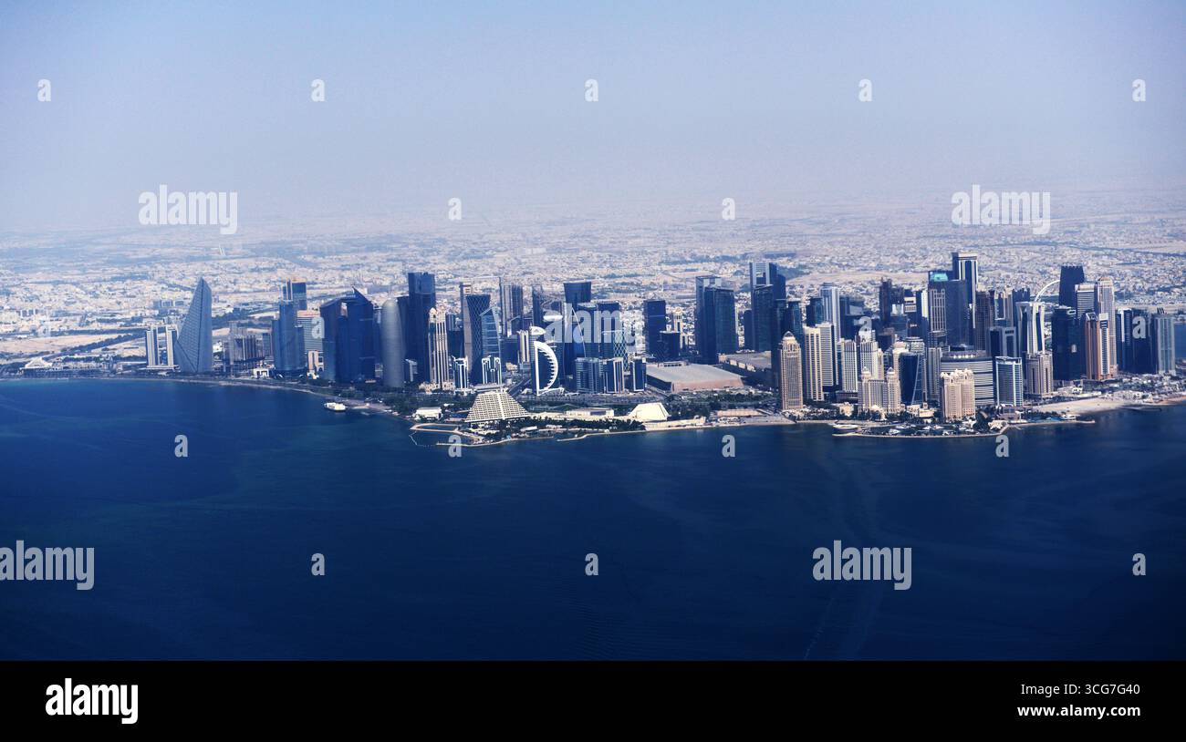 Aerial view of the financial center in Doha, Qatar Stock Photo - Alamy
