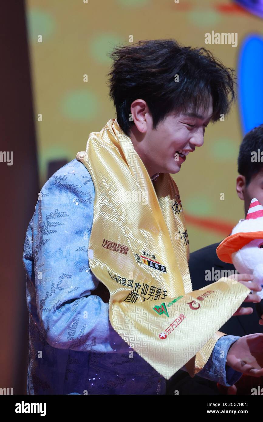 Taiwanese singer Yan Renzhong attends an activity in Shanghai, China ...