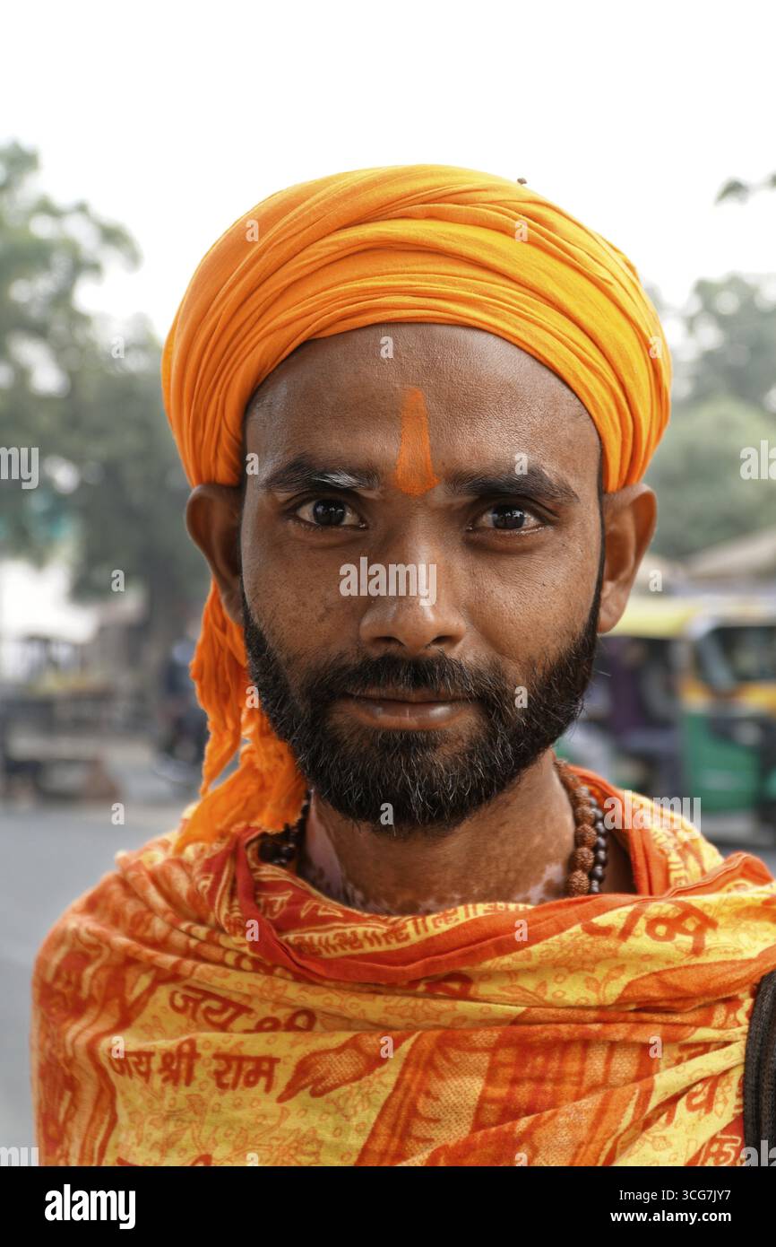 Agra, Jodhpur, Rajasthan, North India, AsiaPortrait of a man with ...