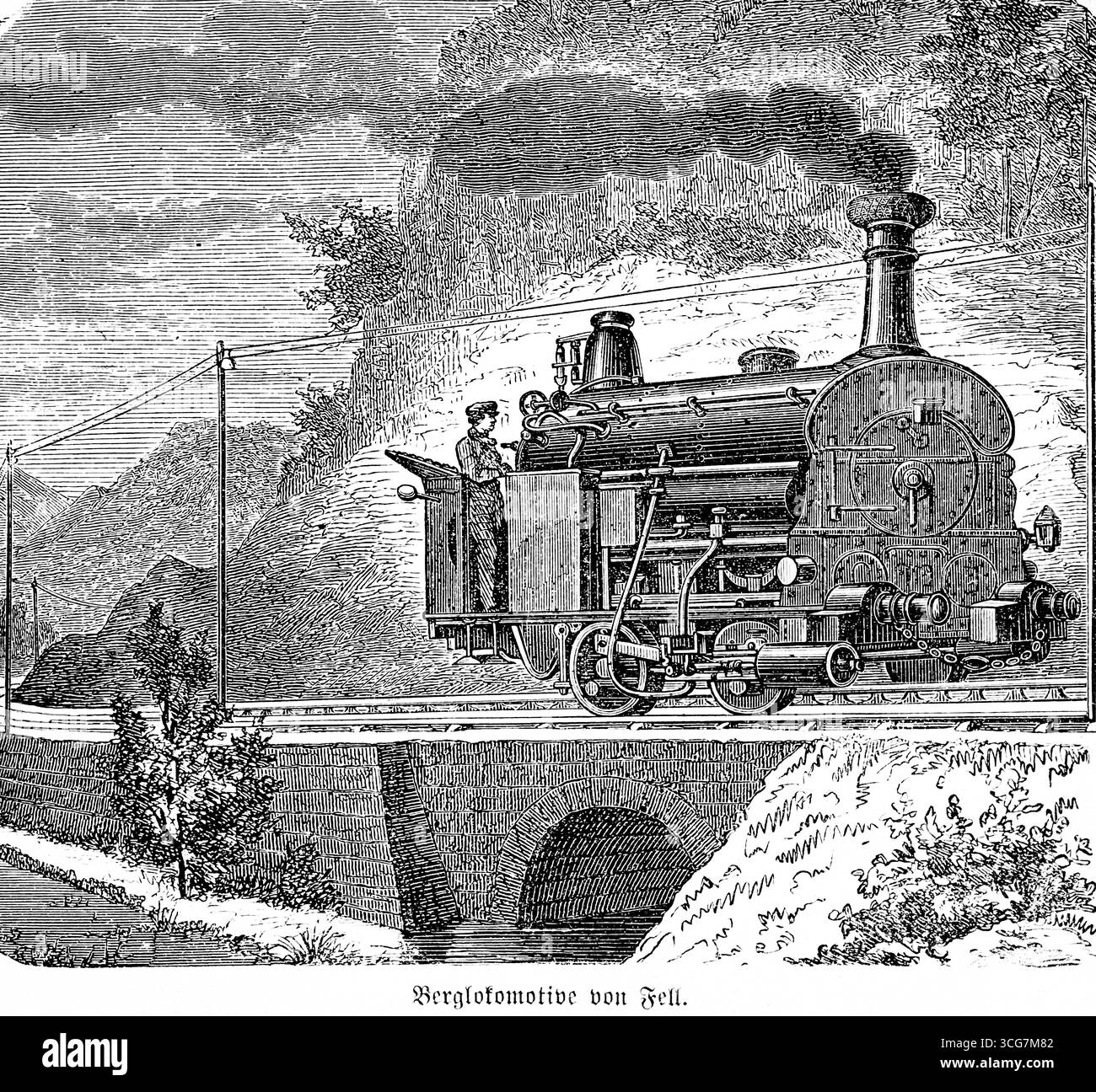 Mountain locomotive by Fell, English engineer, smoking steam locomotive ...