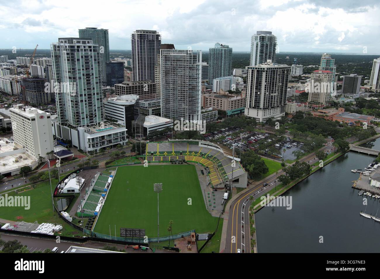 A general overall aerial view of Al Lang Stadium, Monday, Aug. 25, 2025 ...