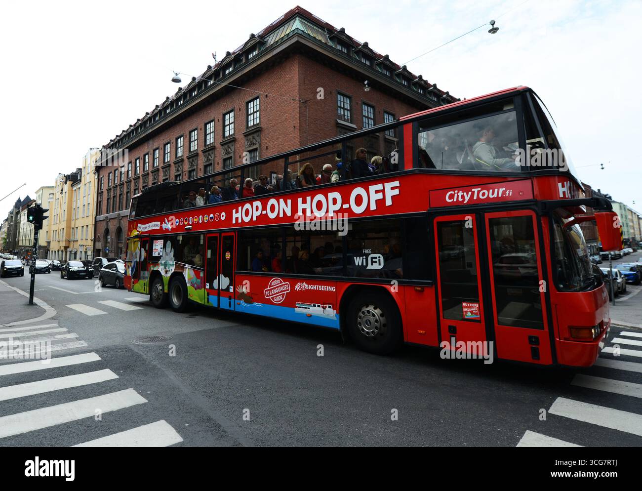 Hop on Hop off tourist bus in Helsinki, Finland Stock Photo - Alamy