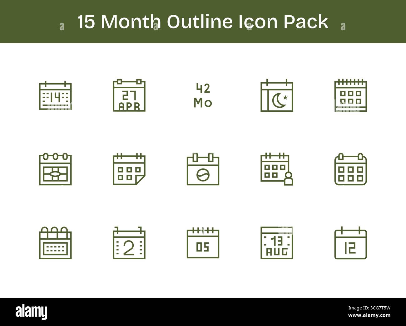 This set of 15 Outline icons captures Month themes, perfect for tech ...
