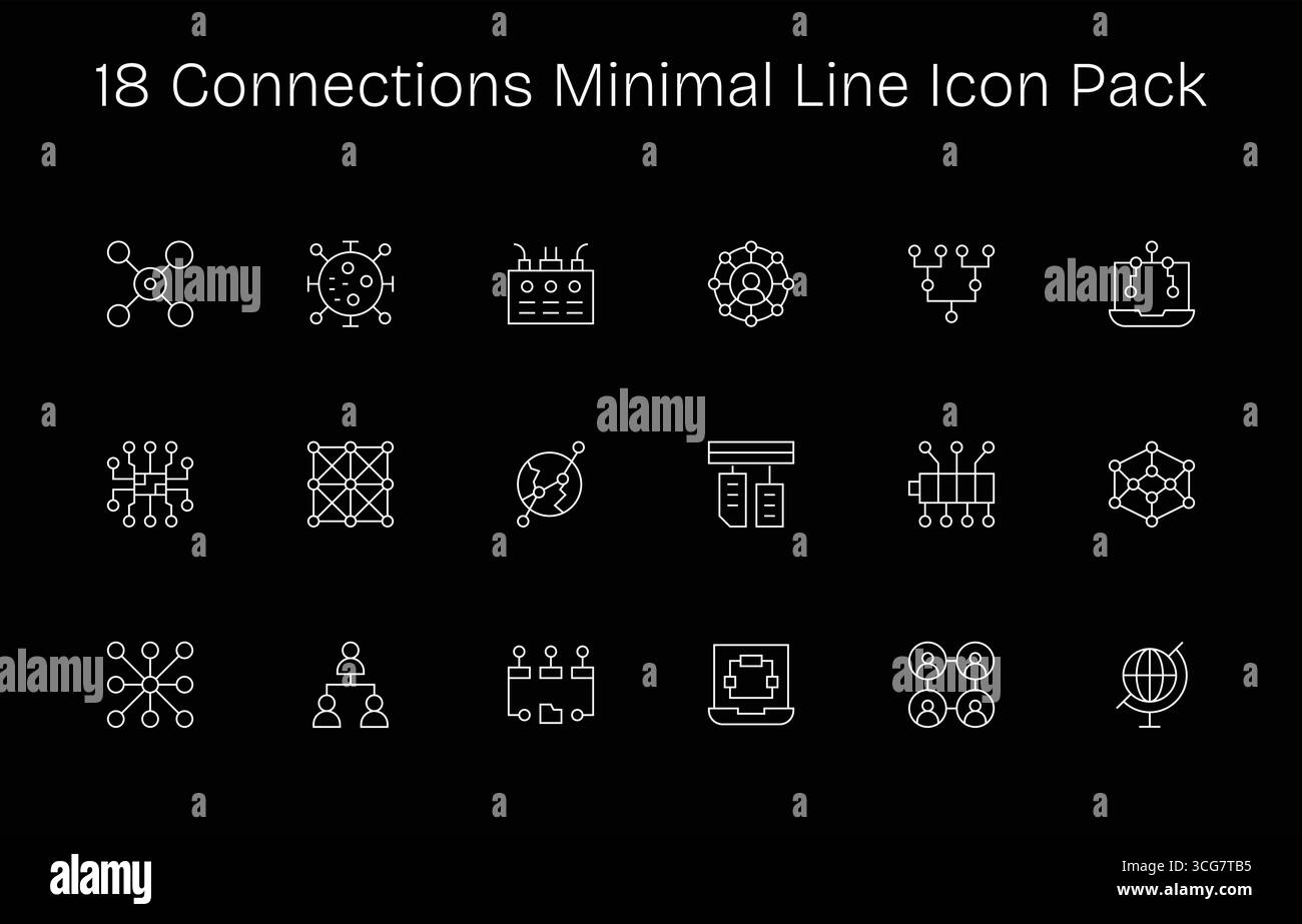 Professionally designed 18 icons in Minimal Line style, capturing the ...