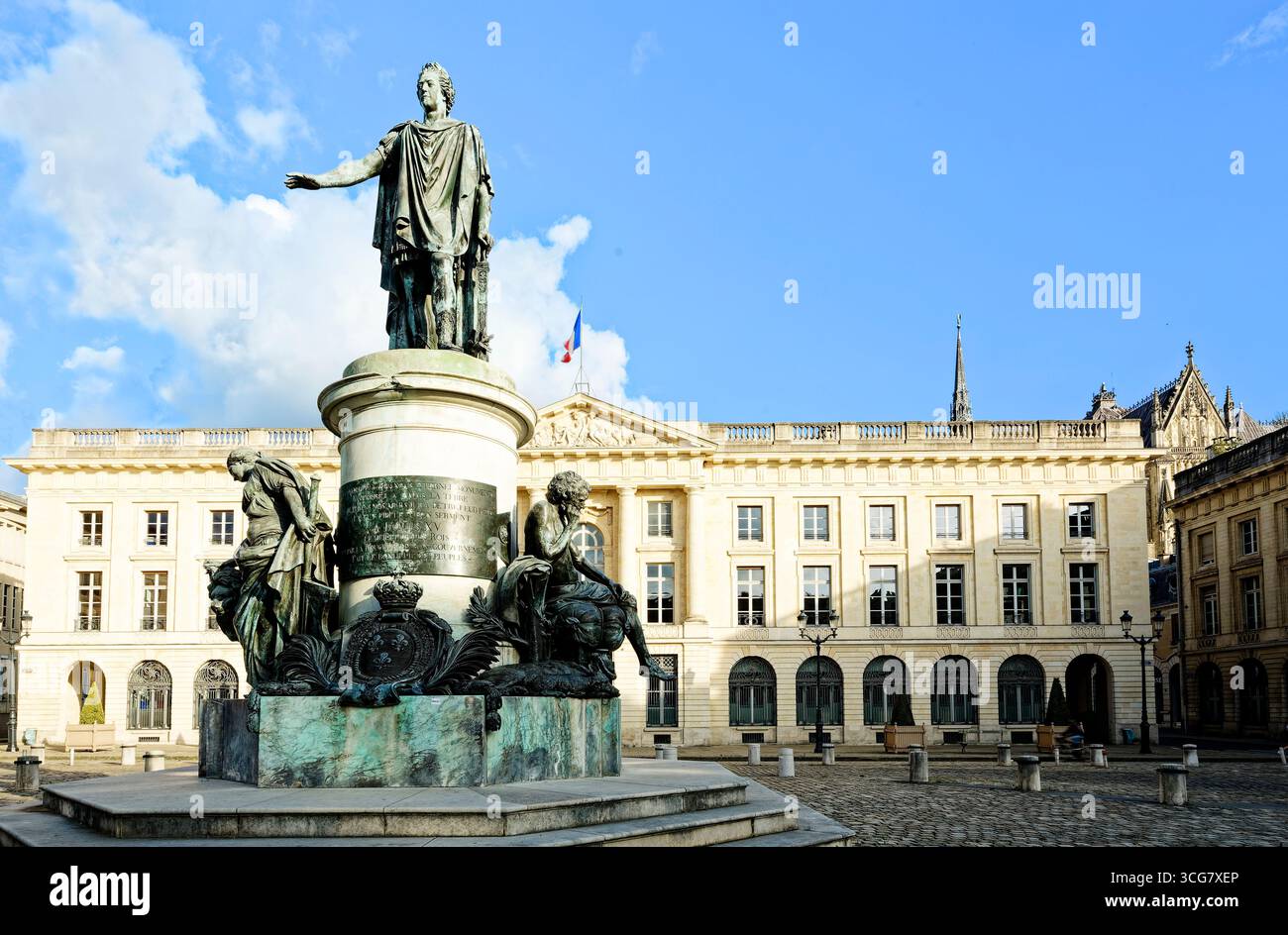 Place Royale town square in Reims featuring the central Louis XV ...