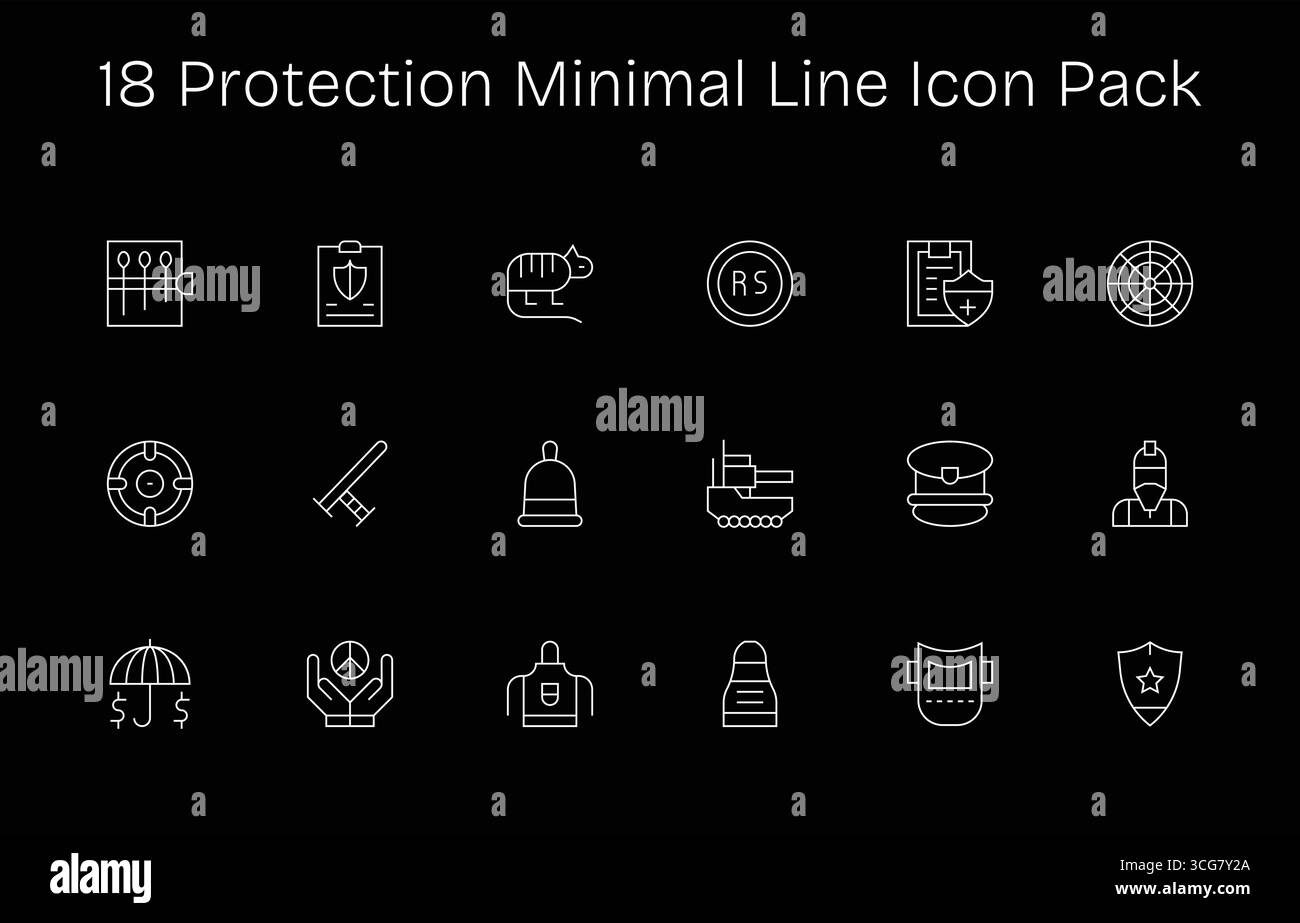 Discover a set of 18 Minimal Line icons crafted for the Protection ...