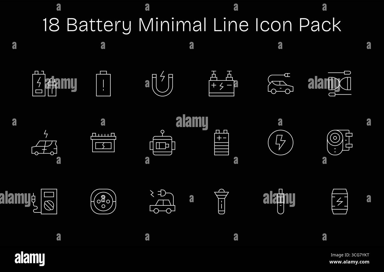 Discover a set of 18 Minimal Line icons crafted for the Battery theme ...