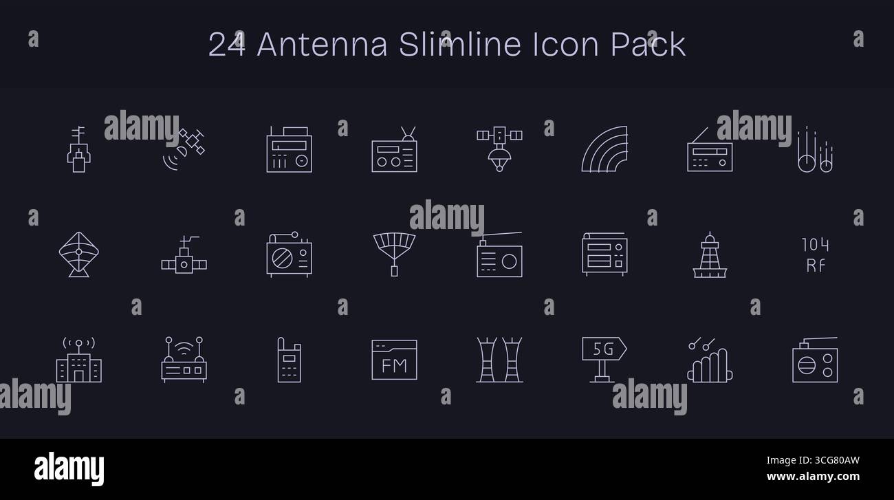 Curated pack of 24 vector icons in Slim Line design, centered around ...