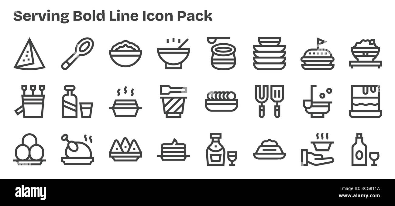 Explore 24 Bold Outline-style vector icons inspired by Serving. Perfect for web and app ...