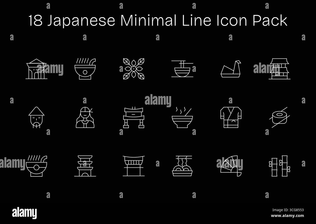 Discover a set of 18 Minimal Line icons crafted for the Japanese theme ...
