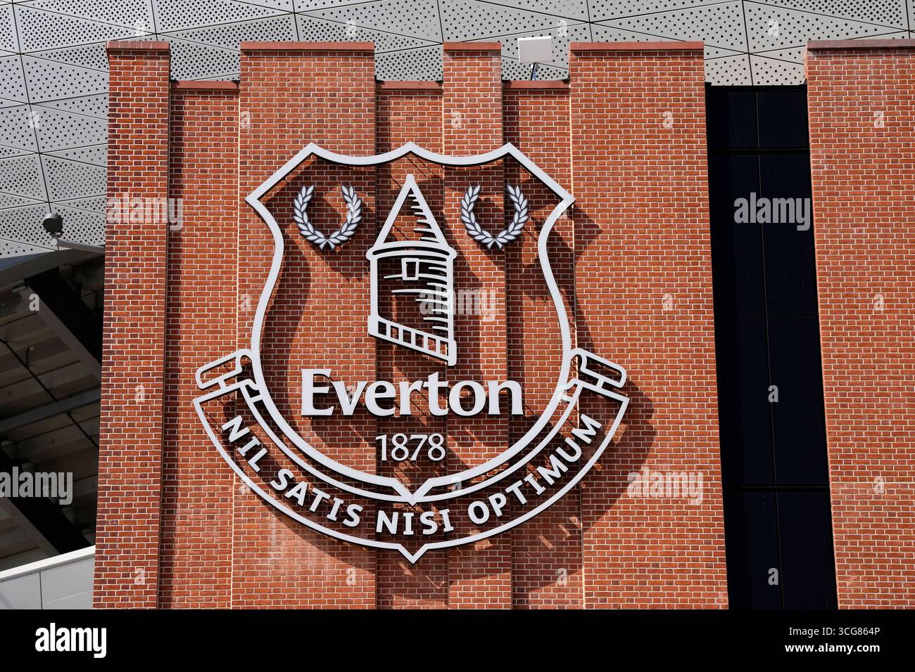 A general view of the Everton crest affixed to the exterior of the Hill ...