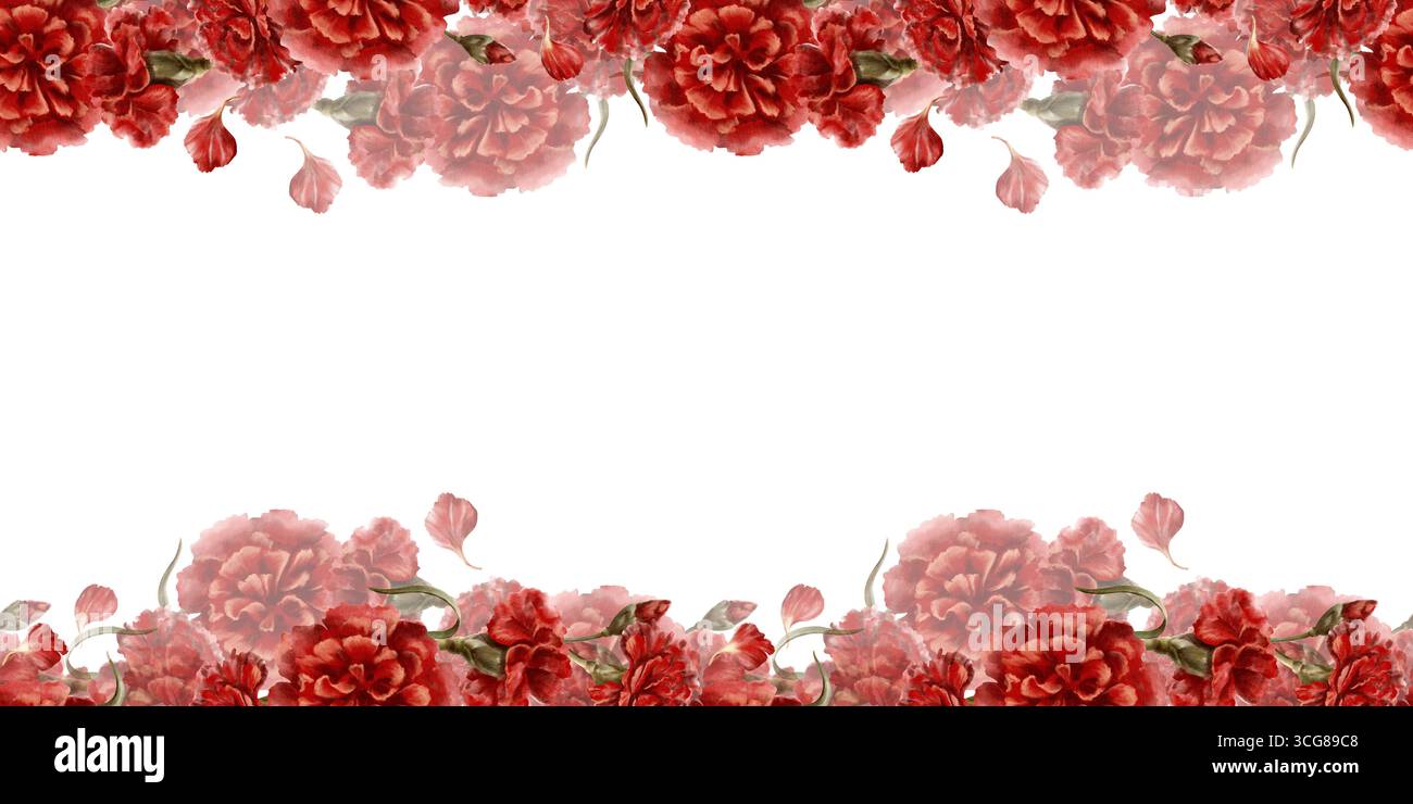 Seamless border of red carnation flower as a symbol of the Portuguese ...