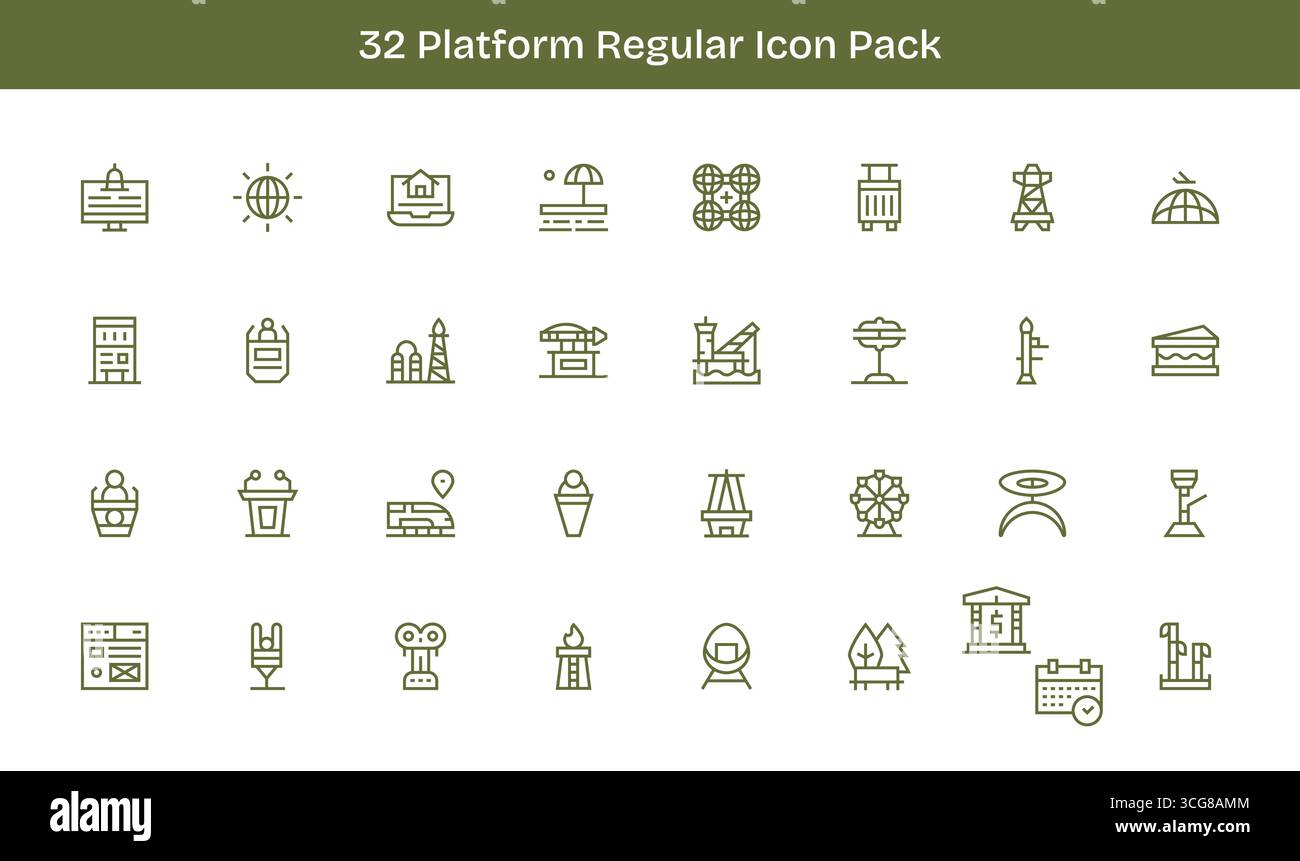 Vector pack with 32 Regular Line icons inspired by Platform, ideal for ...