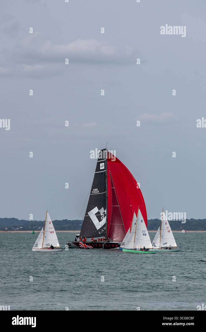 yachts racing at the annual Cowes week regatta on the isle of wight ...