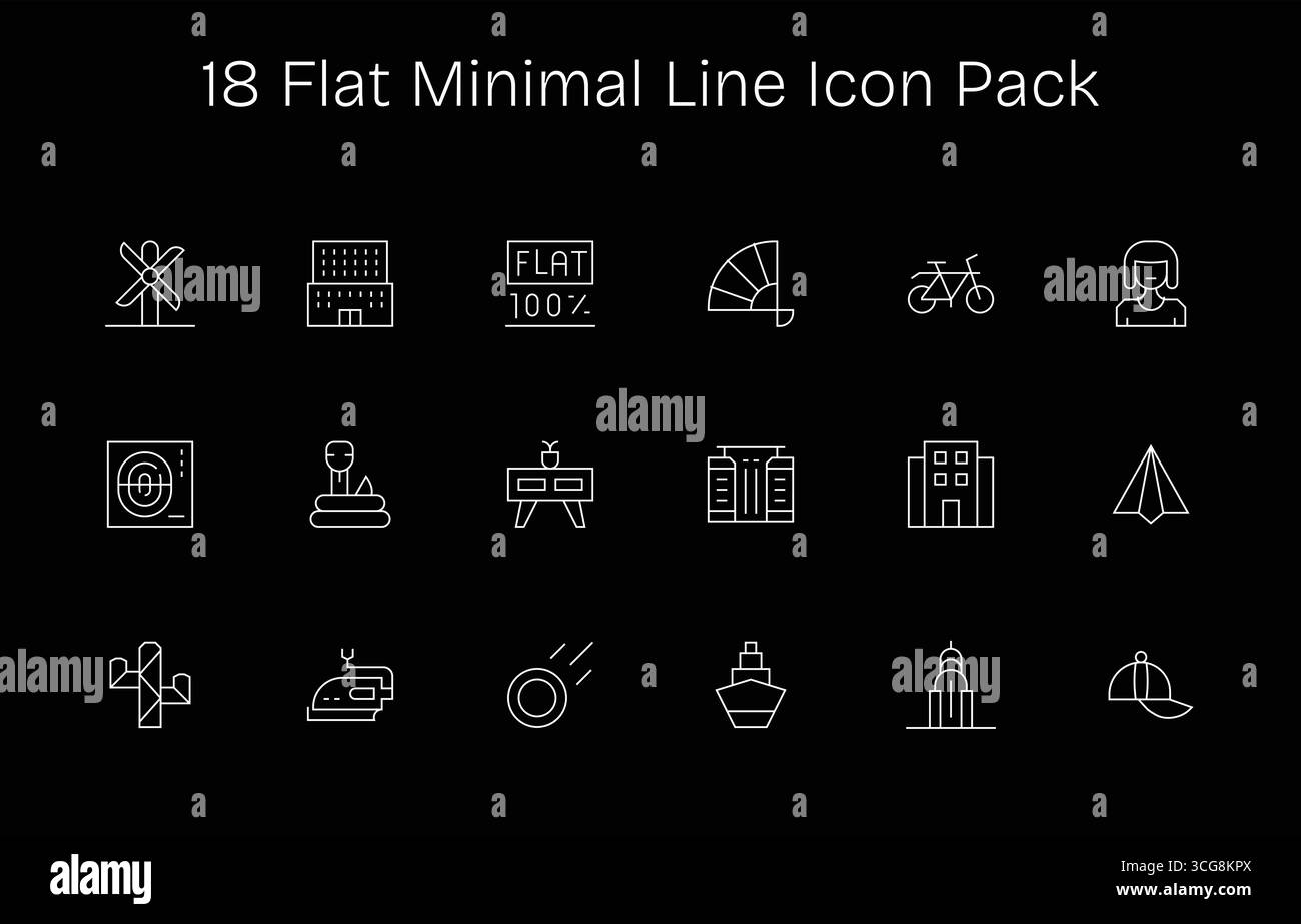 This Flat icon pack includes 18 Minimal Line vectors, perfect for enhancing digital interfaces ...