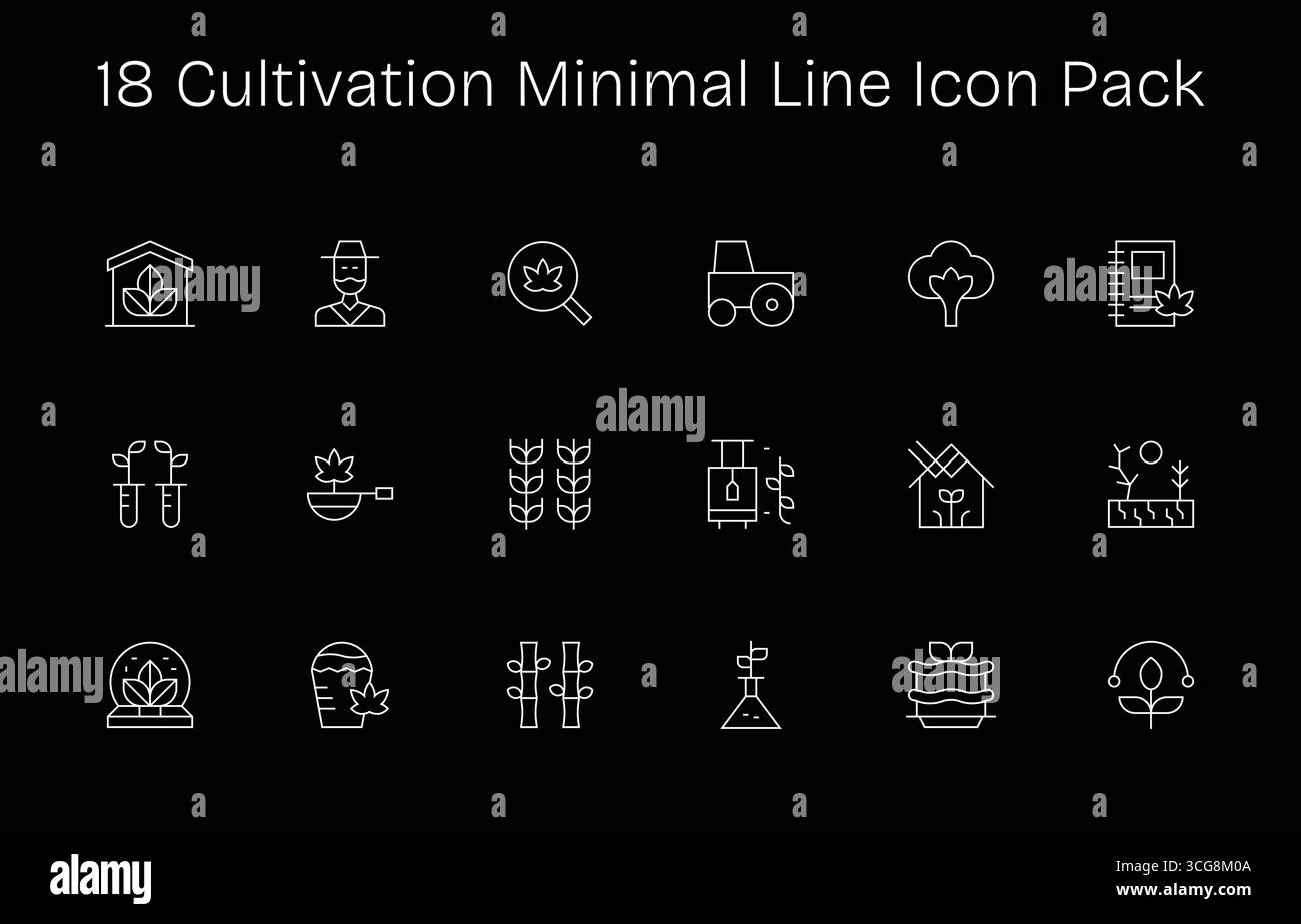 Vector pack with 18 Minimal Line icons inspired by Cultivation, ideal ...