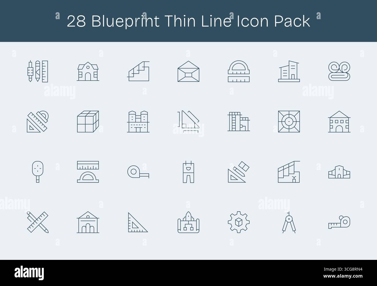 Discover a set of 28 Thin Line icons crafted for the Blueprint theme ...