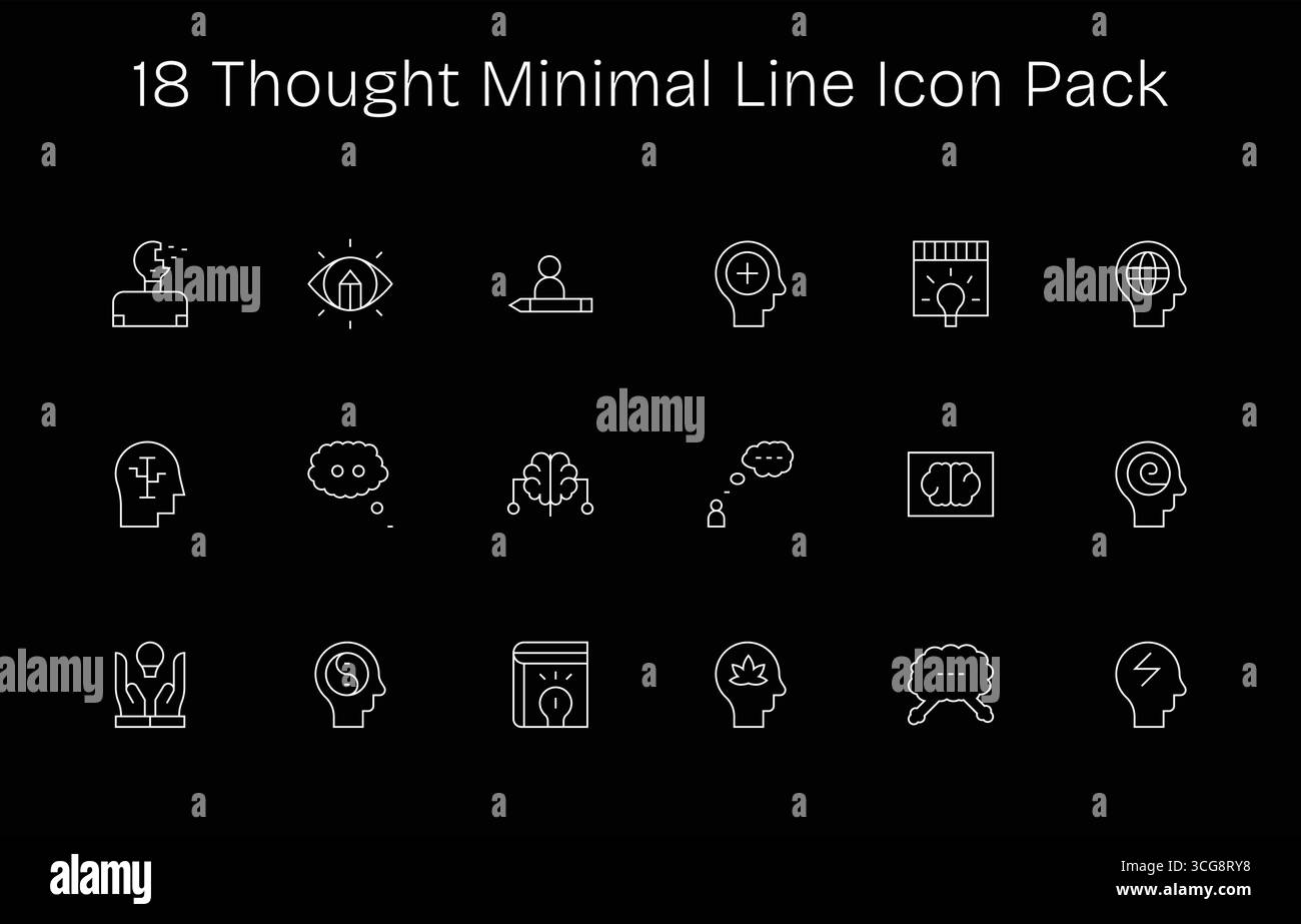 Curated pack of 18 vector icons in Minimal Line design, centered around ...