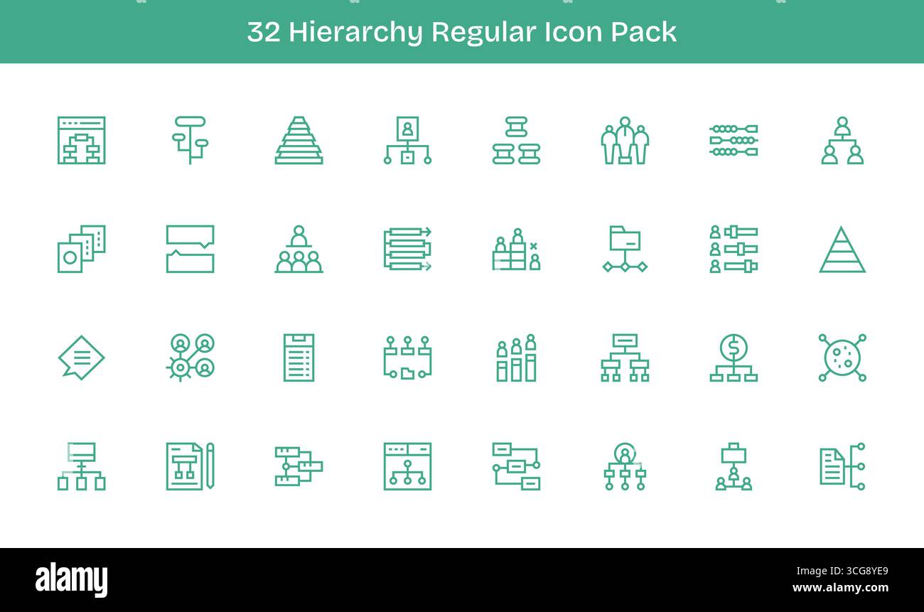 Vector pack with 32 Regular Line icons inspired by Hierarchy, ideal for ...