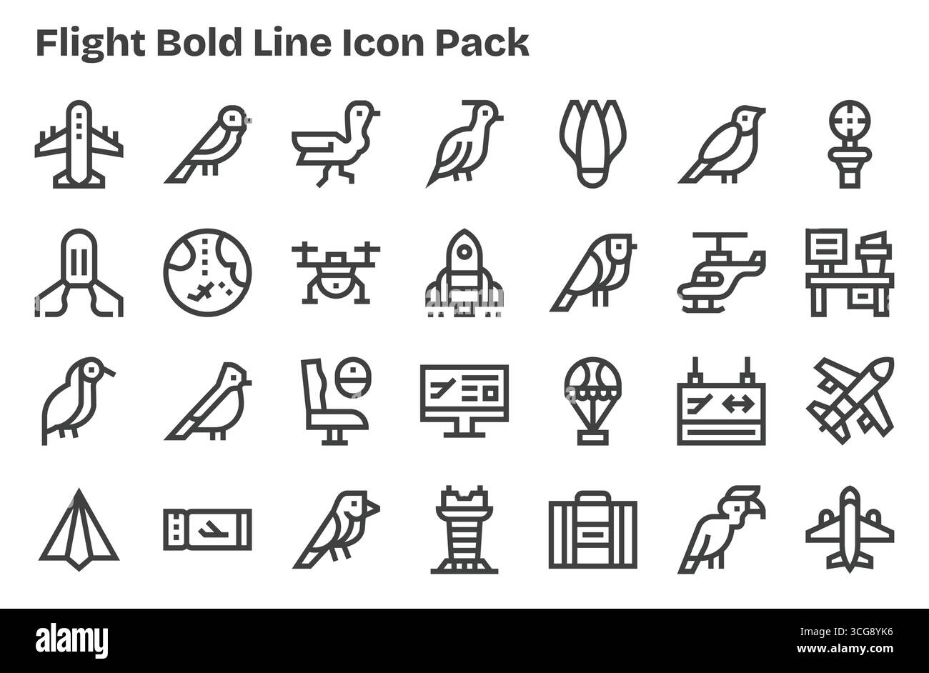 Curated pack of 28 vector icons in Extra Bold Line design, centered ...