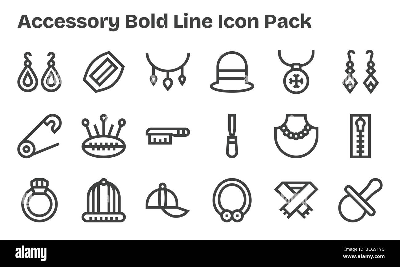 A dynamic set of 18 icons in Bold Line style, tailored for Accessory ...