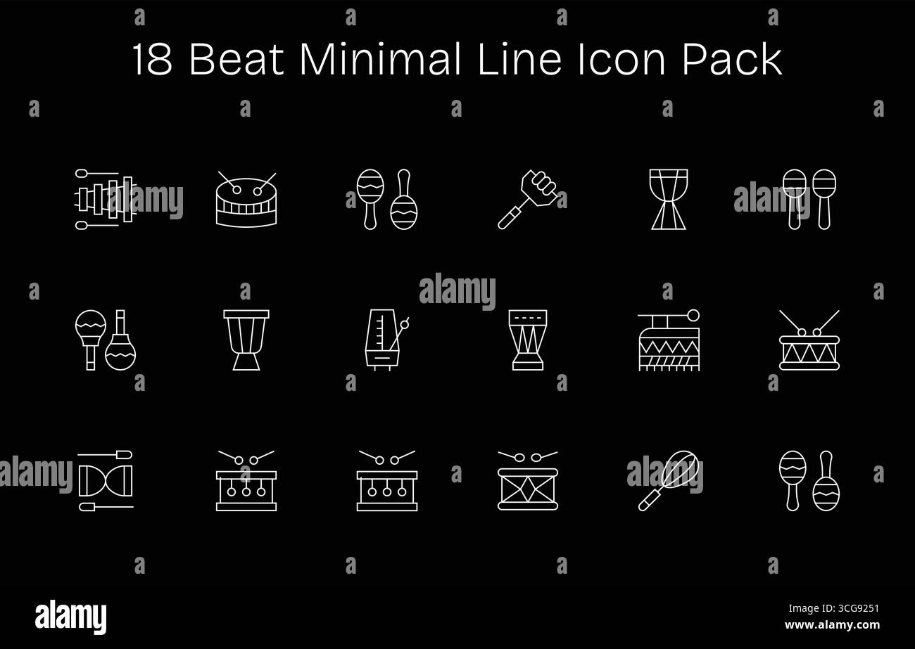 This set of 18 Minimal Line icons captures Beat themes, perfect for ...