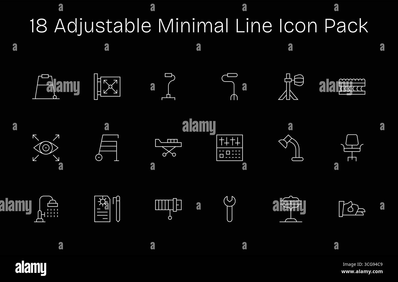 Vector pack with 18 Minimal Line icons inspired by Adjustable, ideal ...