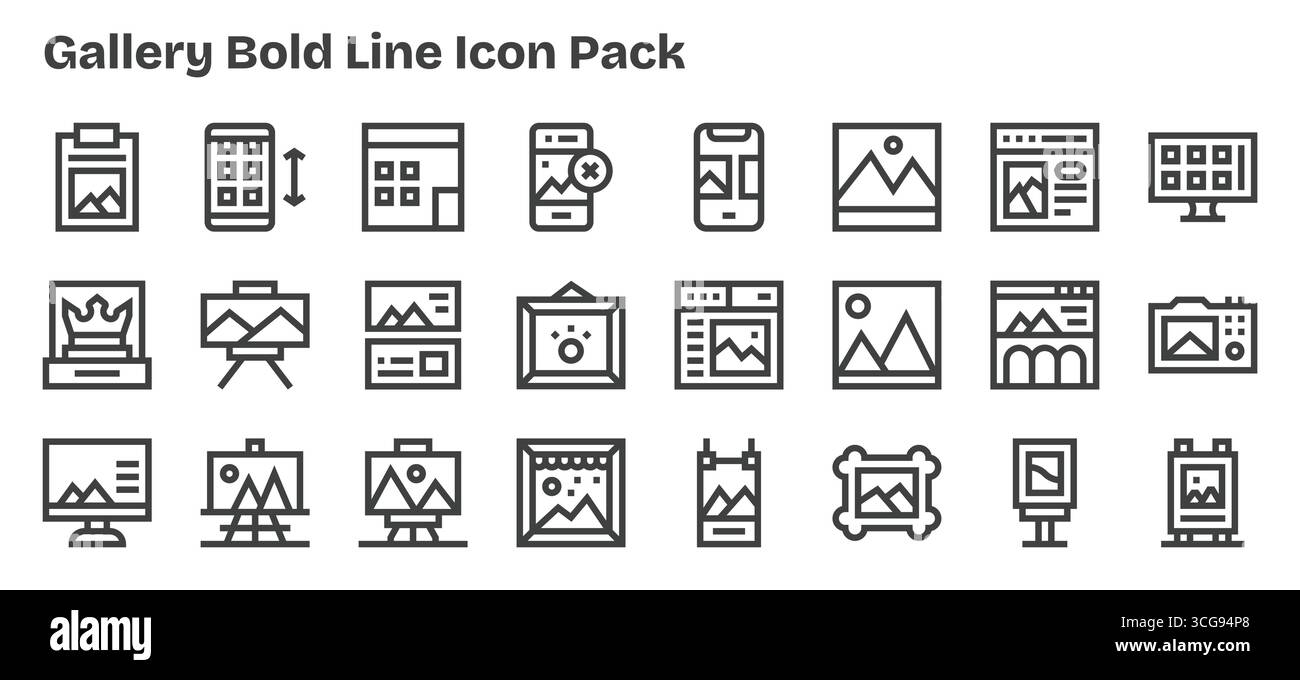 Vector pack with 24 Bold Outline icons inspired by Gallery, ideal for ...