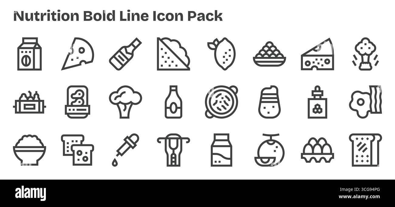 This Nutrition icon pack includes 24 Bold Outline vectors, perfect for ...