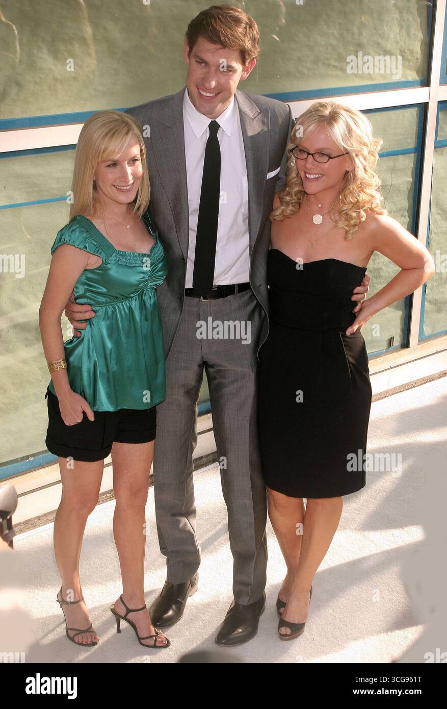 Angela Kinsey, John Krasinski and Rachael Harris at the US premiere of ...
