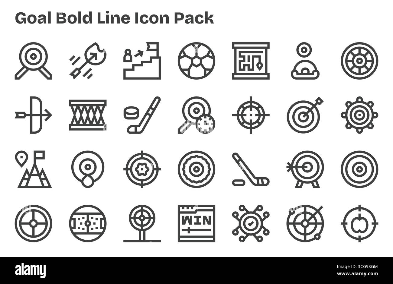 Discover a set of 28 Extra Bold Line icons crafted for the Goal theme ...